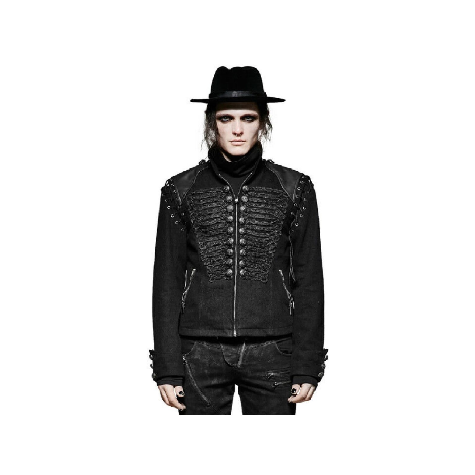 Punk Rave Womens Steampunk Military Coat Long Black Jacket