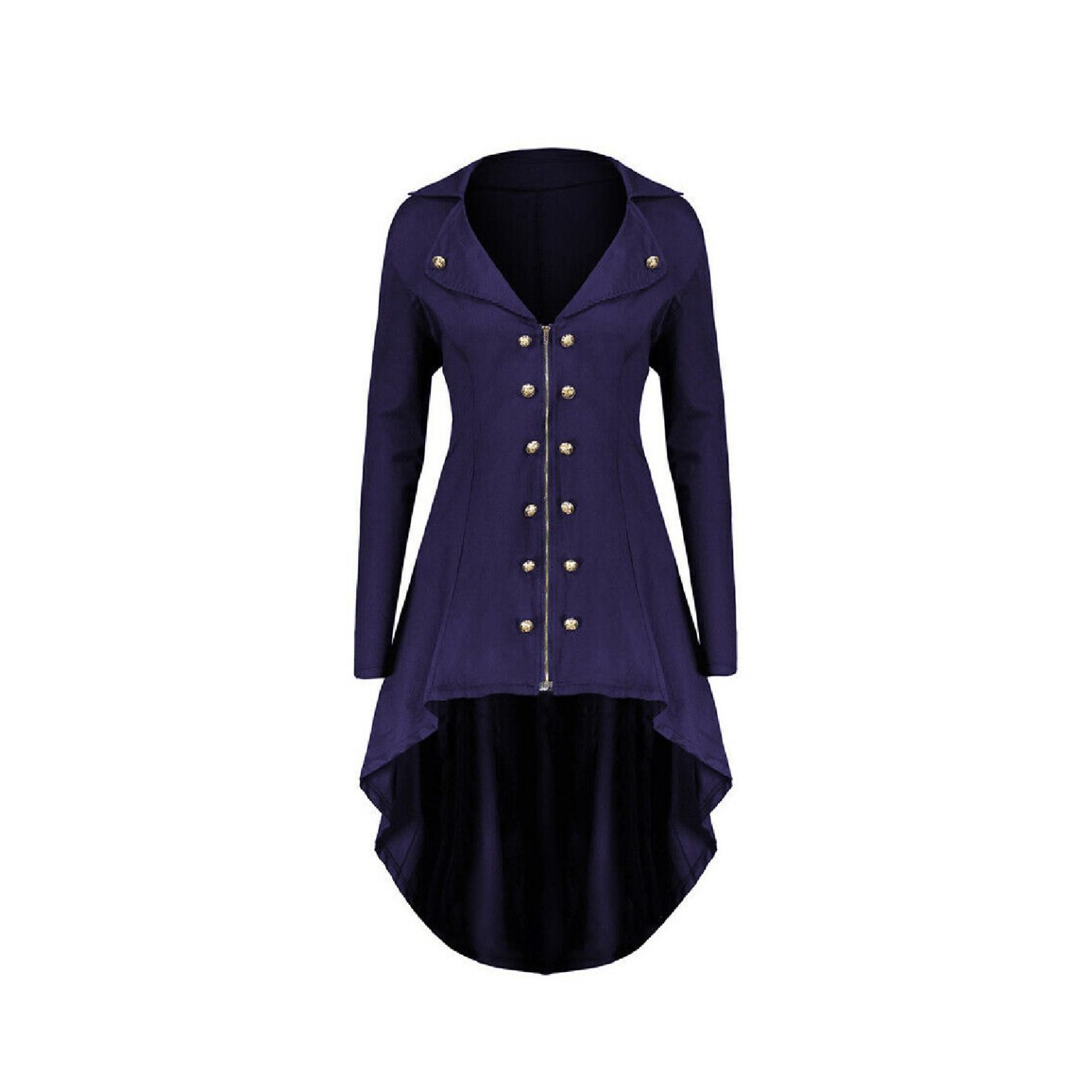 Punk Rave Womens Steampunk Military Coat Long Black Jacket