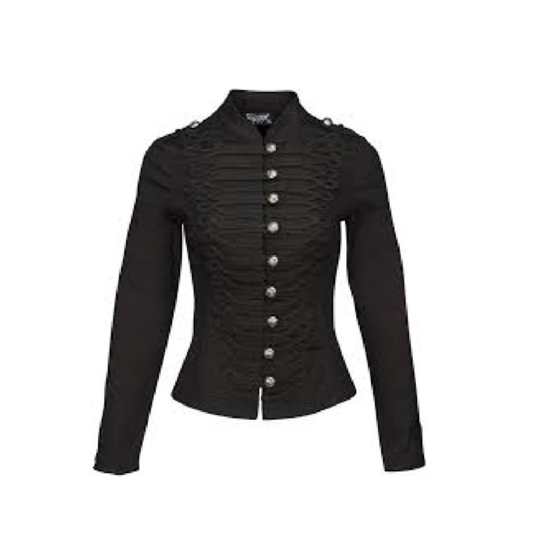 Punk Rave Womens Steampunk Military Coat Long Black Jacket